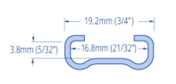 CARRIL RONSTAN DE ACERO INOXIDABLE 19 mm 30 cm